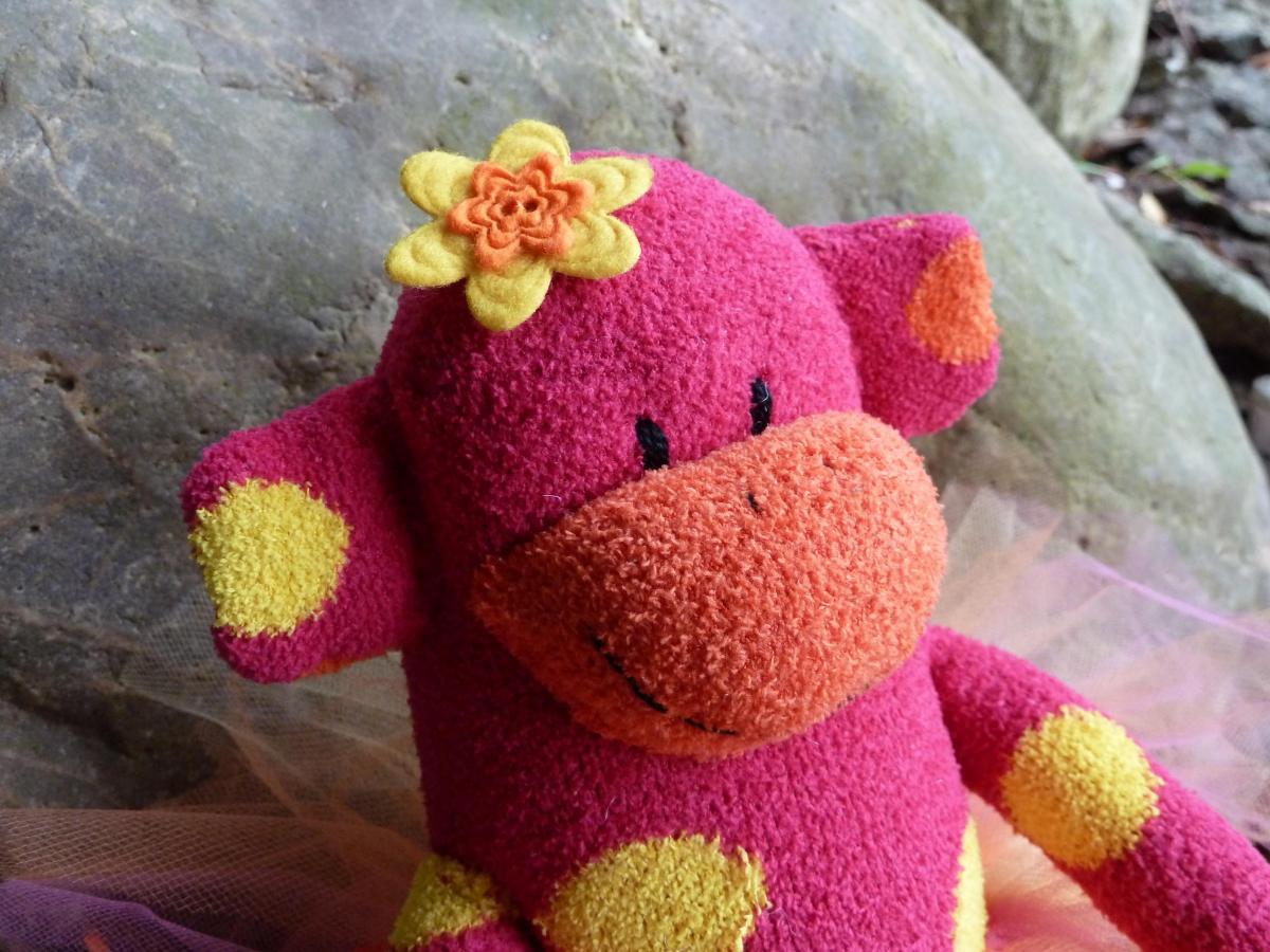 Sock Monkey Doll, Handmade Sock Monkey, Pink Sock Monkey, Baby Safe ...